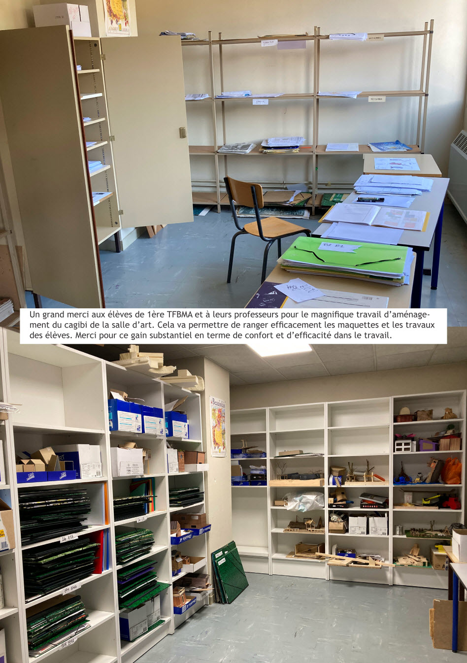 Aménagement du cagibi de la salle 352 | Lycée du bois